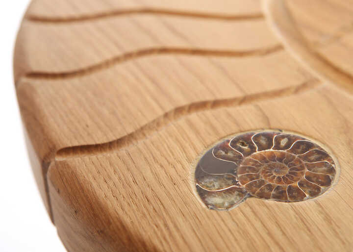 Outdoor Oak Ammonite Table from Sitting Spiritually | Sitting Spiritually